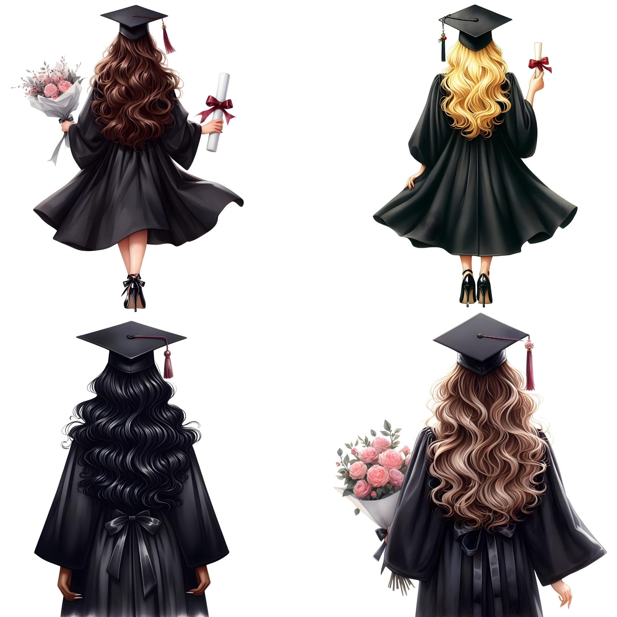 25 Graduation Girl Clipart Bundle, Graduation Clipart, Student Grad ...