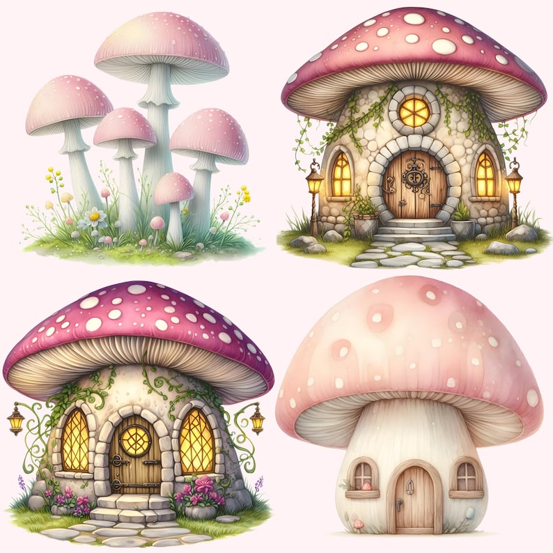 Watercolor Fairy Garden Clipart, Pink Fairy Princess Clipart, Enchanted ...