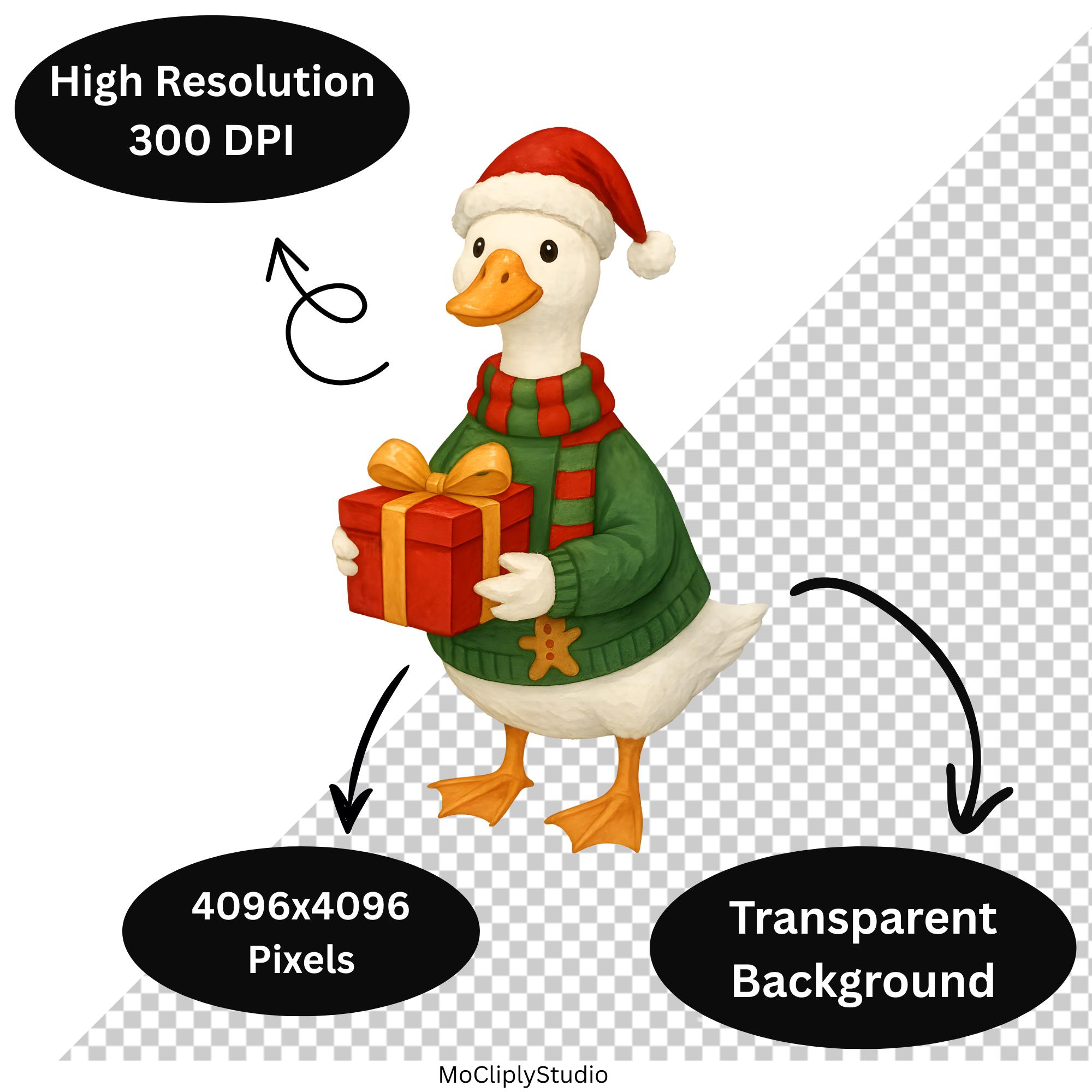 Christmas Goose Clipart, Watercolor Christmas Silly Goose PNG, Xmas ...