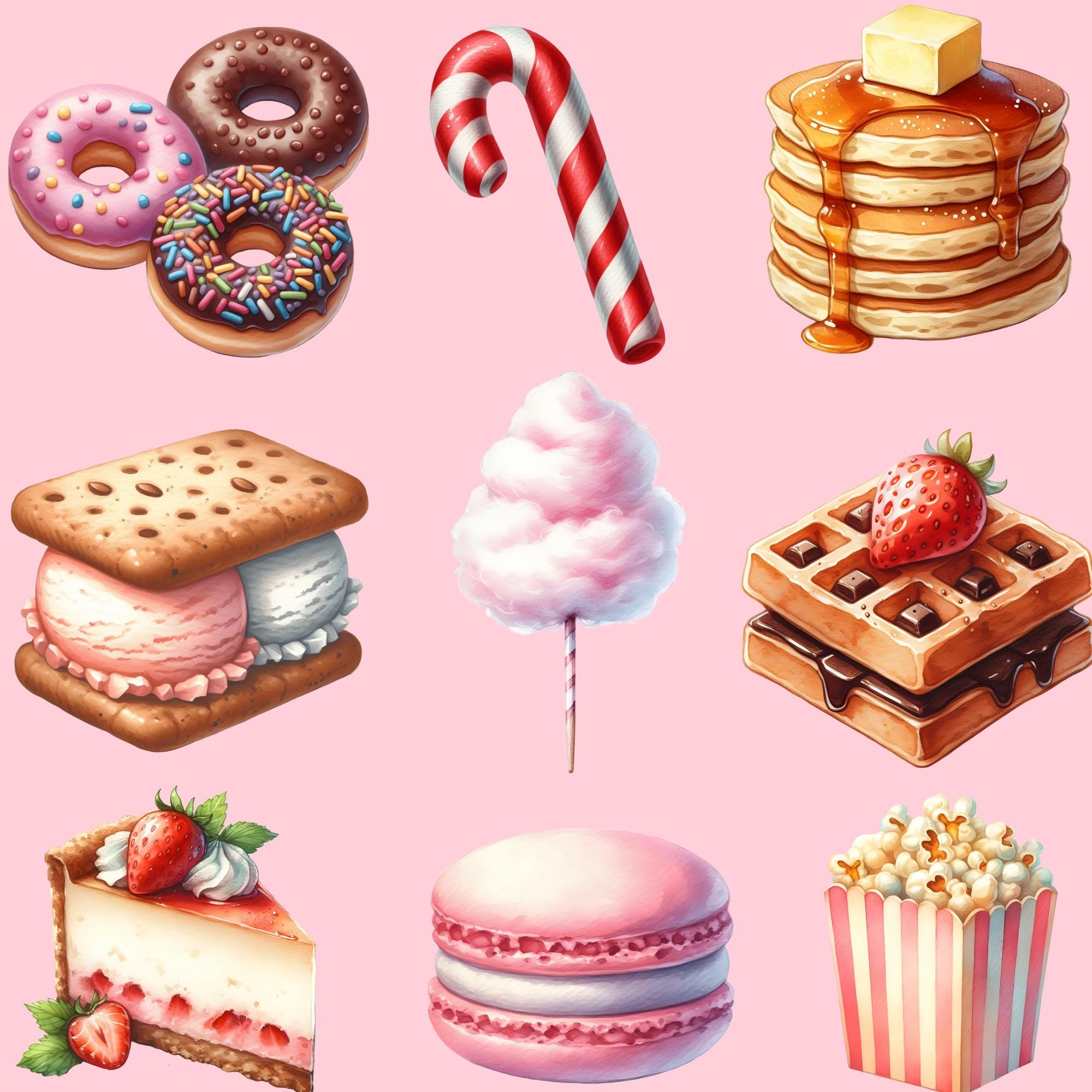 Watercolor Sweet Treats Clipart Bundle, Birthday Sweets Clipart ...