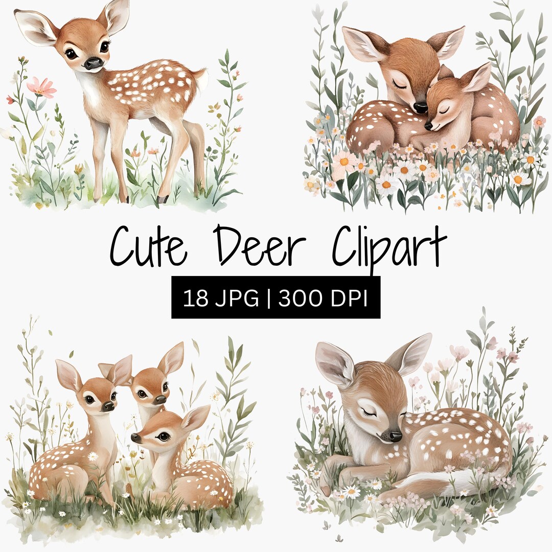 18 Watercolor Deer Clipart, Forest Animal Clipart, Woodland Fawn With ...