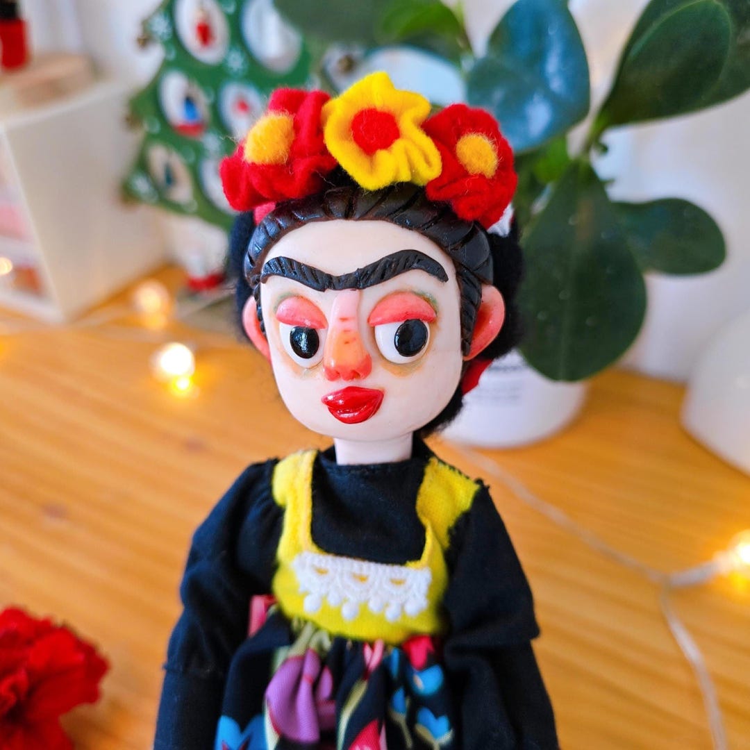 OOAK Clay Figurine Frida Kahlo Doll, Handmade Art Doll, Collectible ...