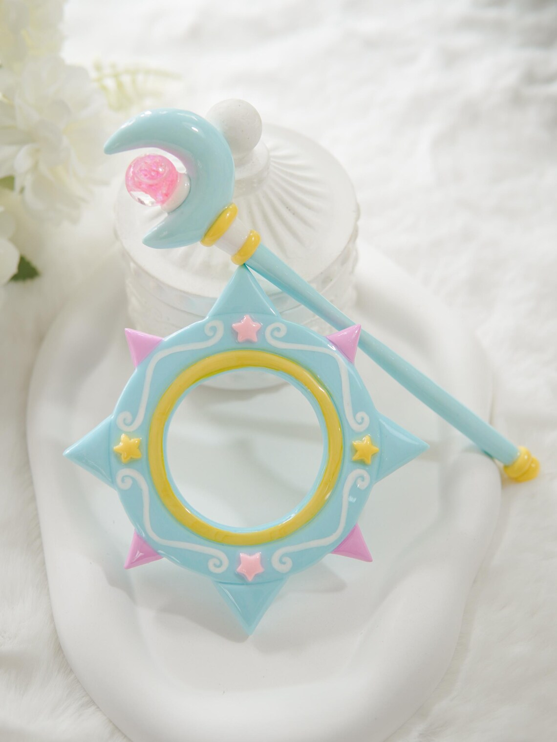 Fairycore Star Hair Stick – Handmade Pastel Moon Bun Pin - Etsy
