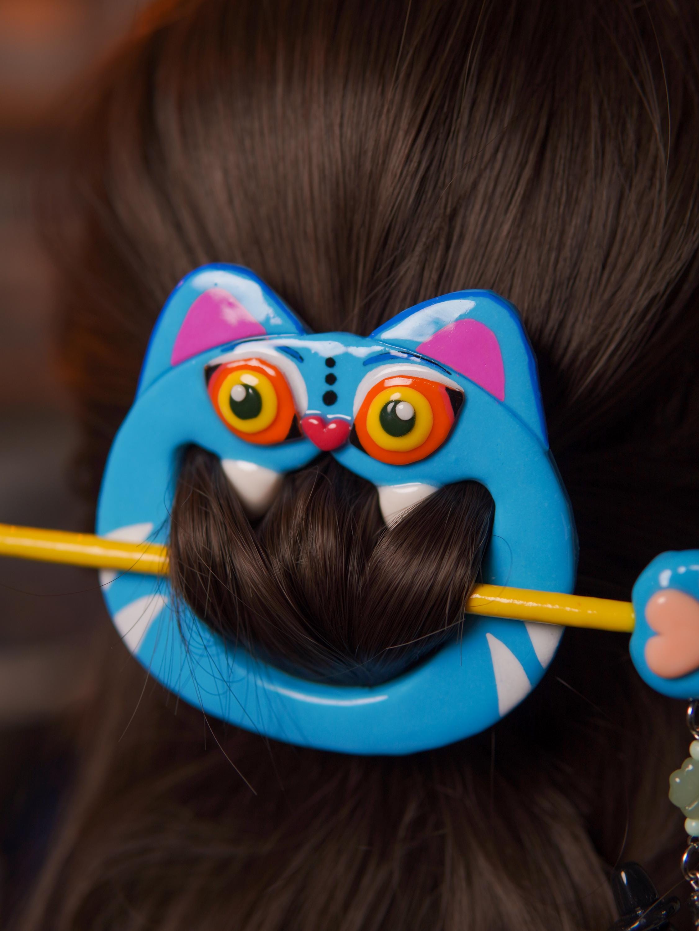 Pre-order | Derpy Tiger Hair Pin With Witch Bird Charm – Handmade ...