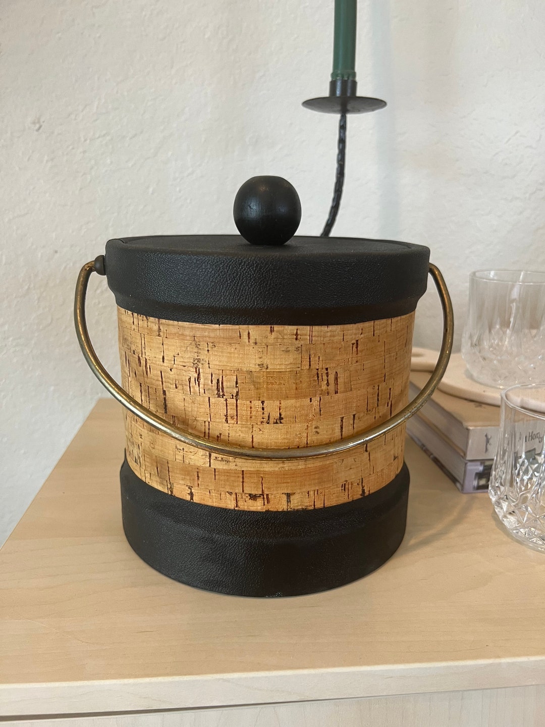 Vintage MCM Cork Ice Bucket - Etsy