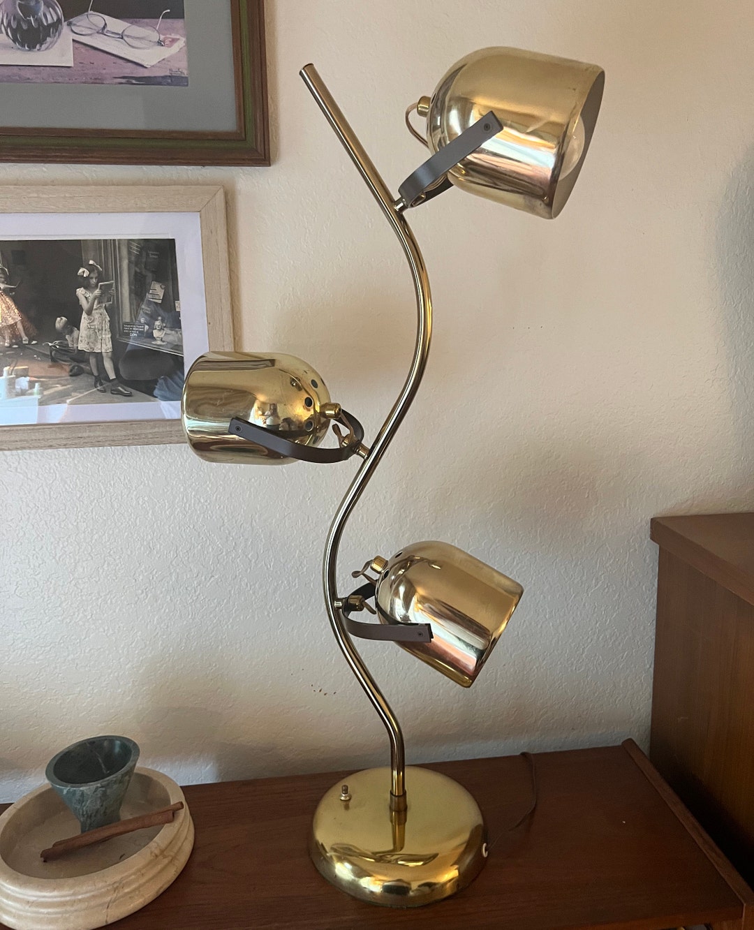 MCM Brass Clover Lamp - Etsy