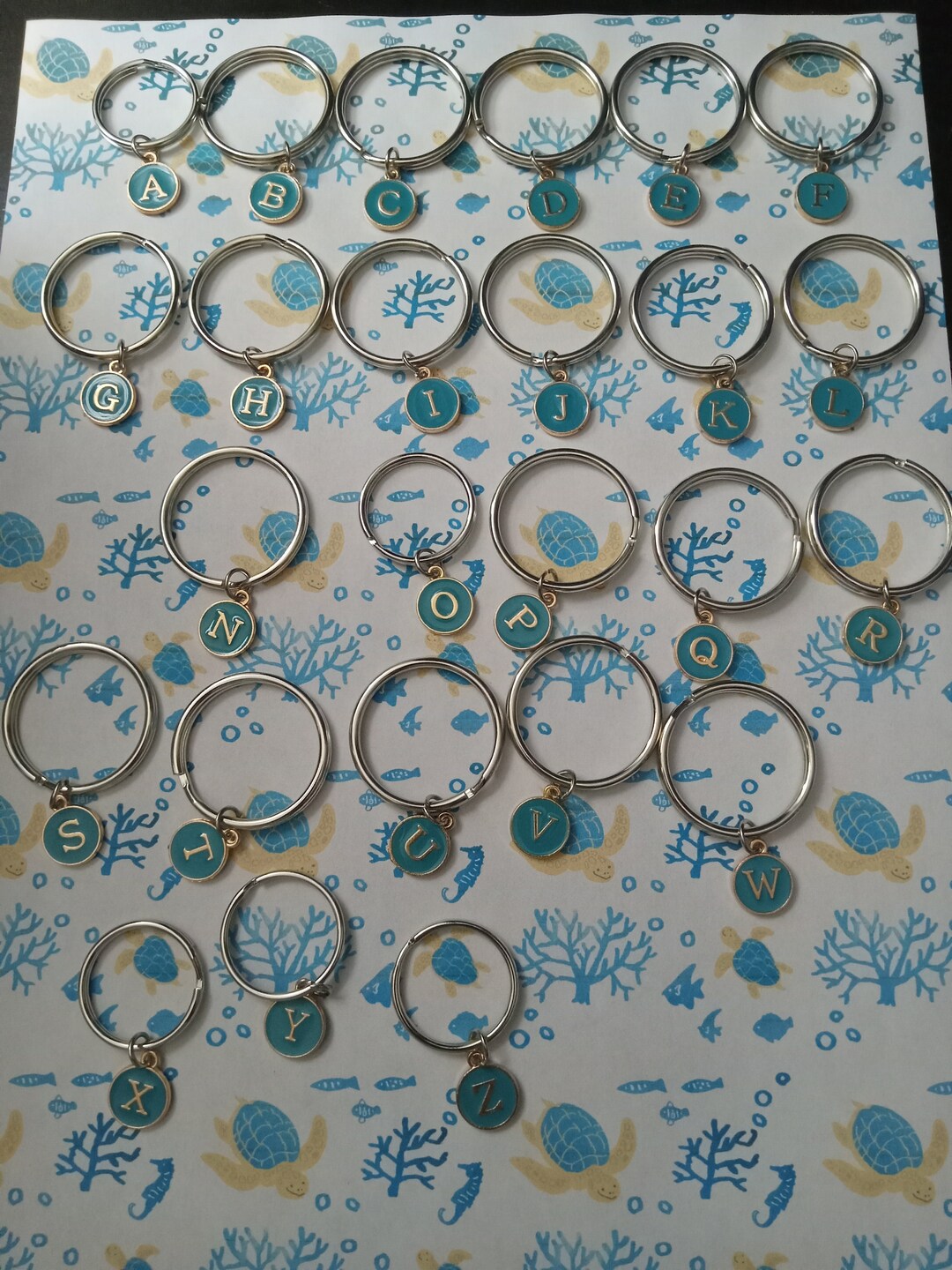 Blue and Gold ABC Keychains - Etsy