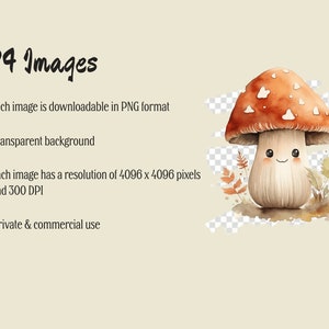 24 Autumn Cute Mushrooms Clipart, Watercolor Clipart, Fall Season ...