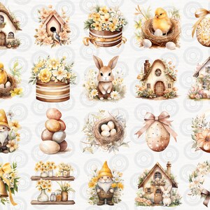 110 Rustic Easter Clipart Bundle, Watercolor Easter PNG Set, Easter ...