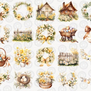 110 Rustic Easter Clipart Bundle, Watercolor Easter PNG Set, Easter ...