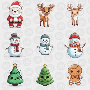 Christmas Clipart Bundle, Cartoon Bundle, Cute Character, Santa, Cute ...