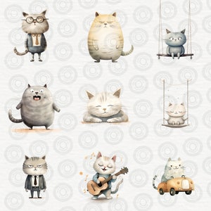Funny & Hilarious Cat Clipart PNG Bundle, Chubby and Fat Cats ...