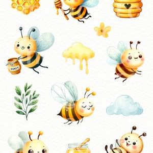 Honey Bee Clipart Bundle, Watercolor Bees Clip Art, Cute Bumblebee PNG ...