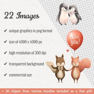 Valentine Animal Couple Clipart Bundle, Romantic Valentine's Day ...
