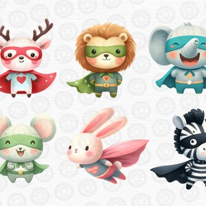 Animal Superheroes Clipart Bundle, Cute Baby Animals PNG, Safari Animal ...