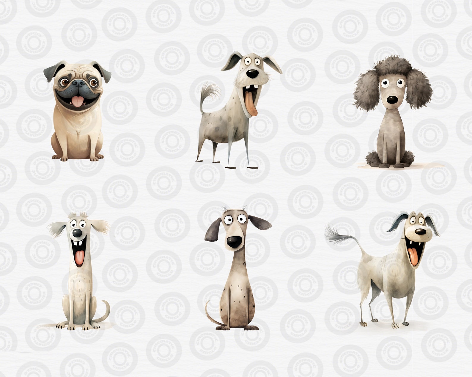 Funny and Cute Dogs Clipart Bundle, Dog PNG, Cartoon Dog, Watercolor ...