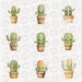 Cute Cactus Clipart Bundle, Watercolor Cacti, Digital Kawaii Stickers ...