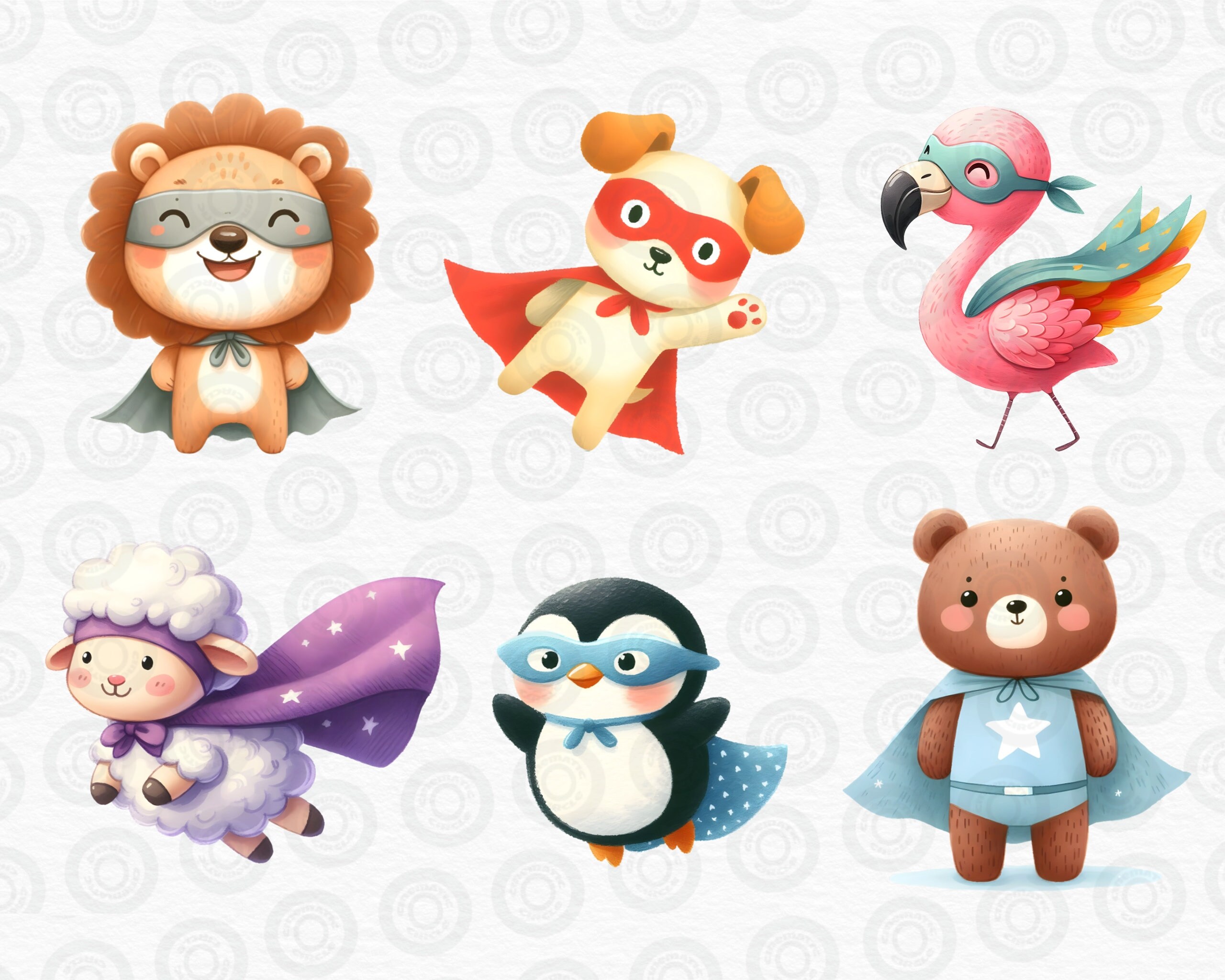 Animal Superheroes Clipart Bundle, Cute Baby Animals PNG, Safari Animal ...