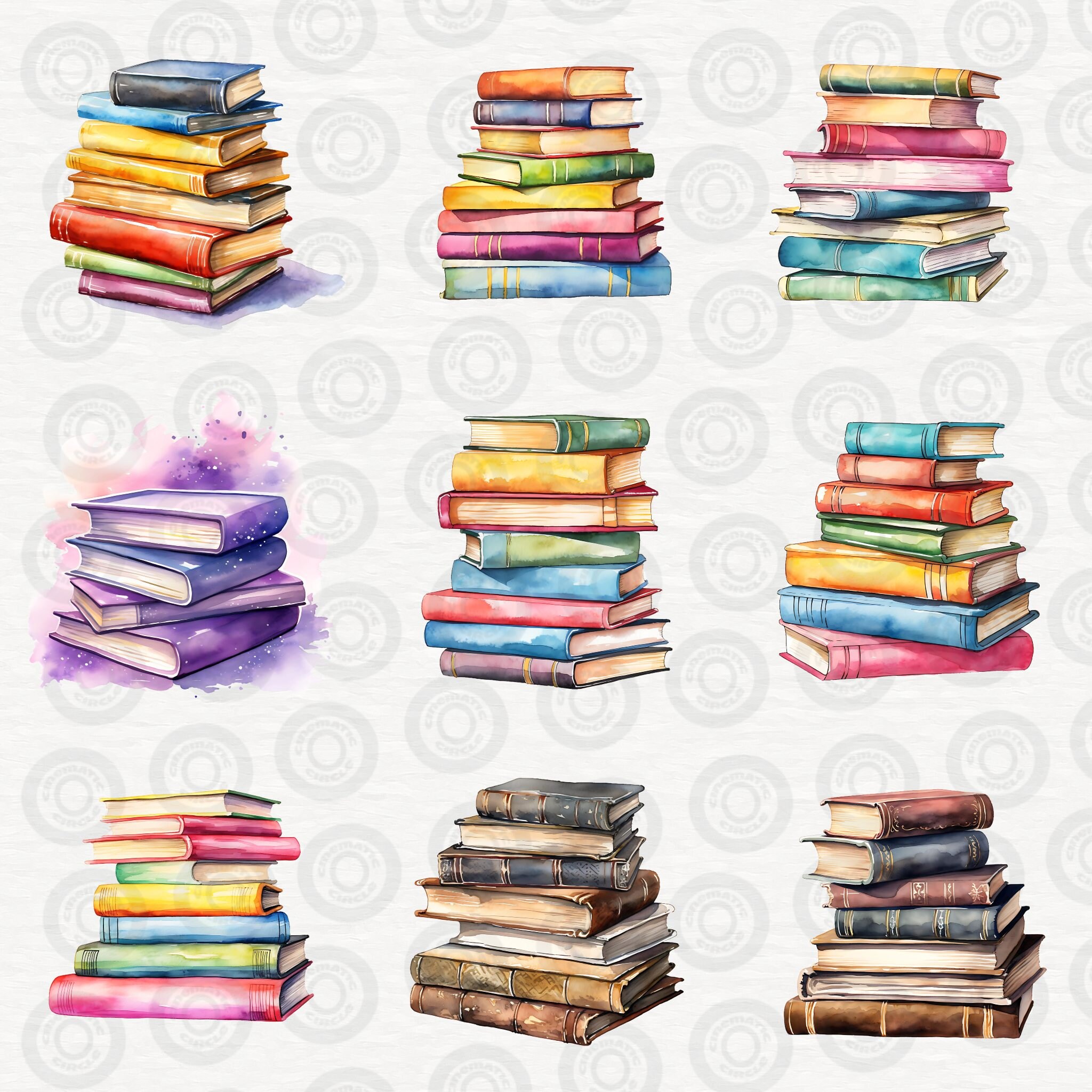 Colorful Books Clipart Bundle Watercolor Book PNG Graphics - Etsy