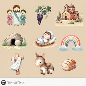 Gospel Clipart Bundle, Cute Biblical Characters PNG, Watercolor Jesus ...