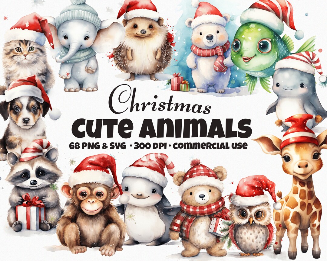 68 Christmas Animals Clipart Png, Christmas Gift Clipart, Winter ...