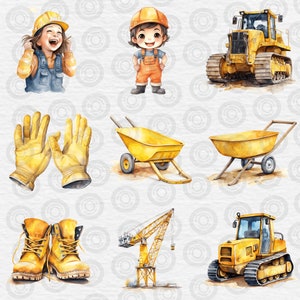 48 Cute Construction Clipart Bundle, Watercolor Construction Site, Kids ...