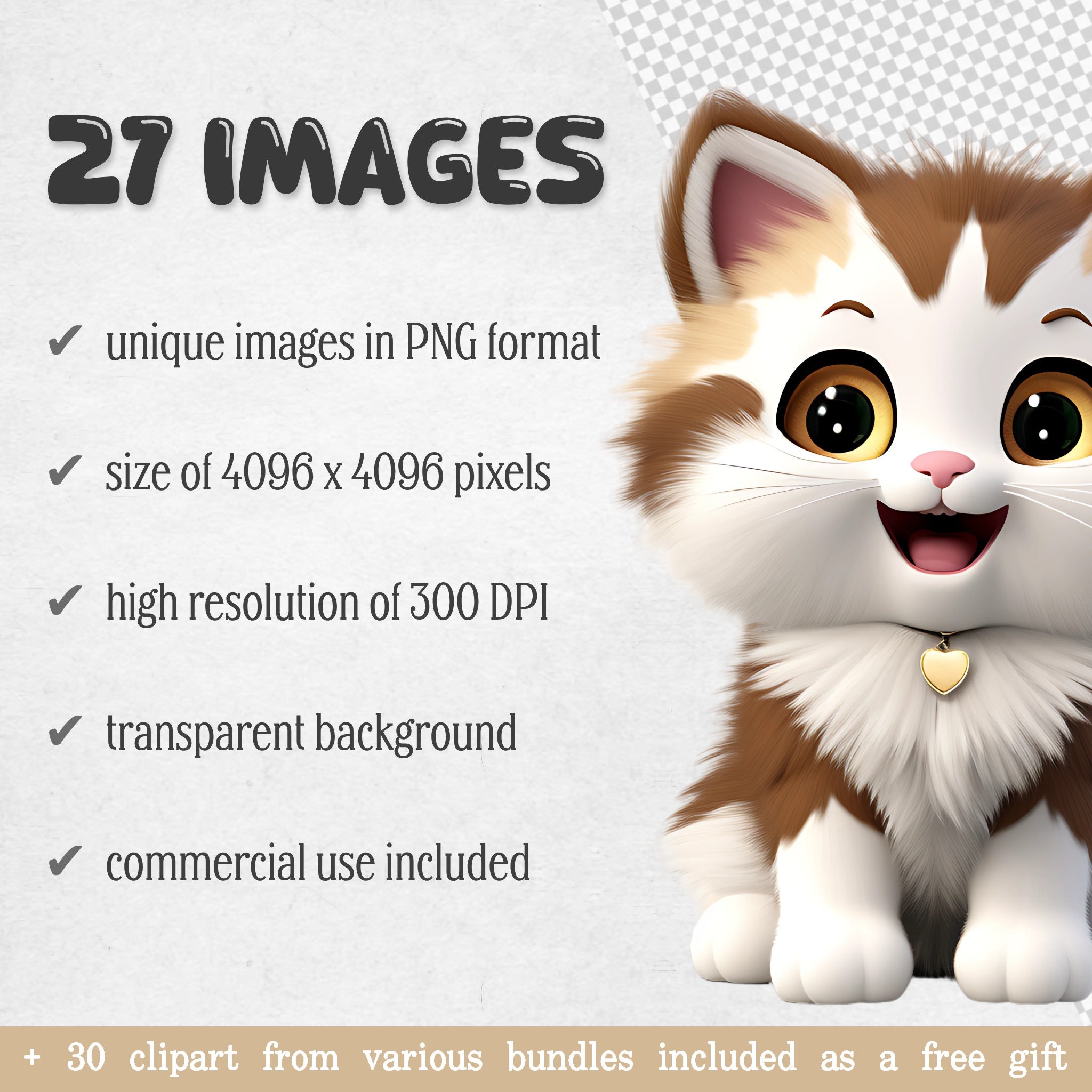 My Sweet Cats Clipart Bundle, Cute Cat PNG, Kitten Graphics, Happy Baby ...