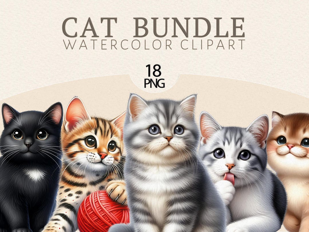Watercolor Cats Clipart Bundle, Cat Breeds PNG, Cute Cats Graphics ...