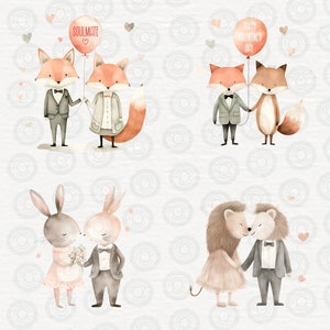 Valentine Animal Couple Clipart Bundle, Romantic Valentine's Day ...