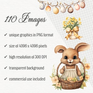 110 Rustic Easter Clipart Bundle, Watercolor Easter PNG Set, Easter ...