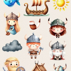 Viking Clipart Bundle, Vikings Clip Art, Watercolor Nordic Knight ...
