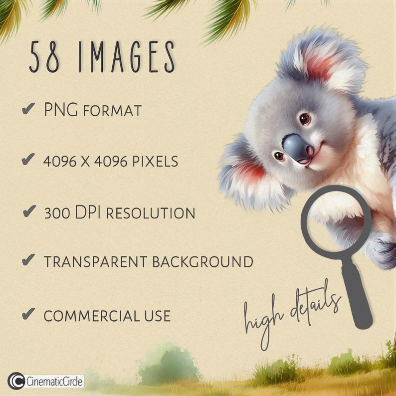 Watercolor Safari Wildlife Clipart Bundle, Cute Baby Animals PNG ...