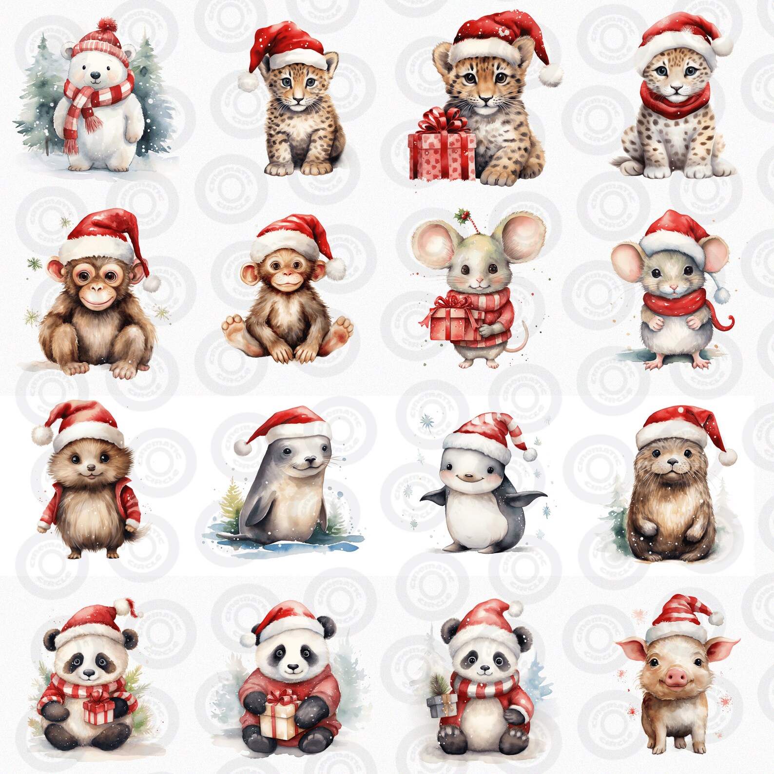 Christmas Baby Animals Clipart, Christmas Gift Clipart, Winter Clipart ...