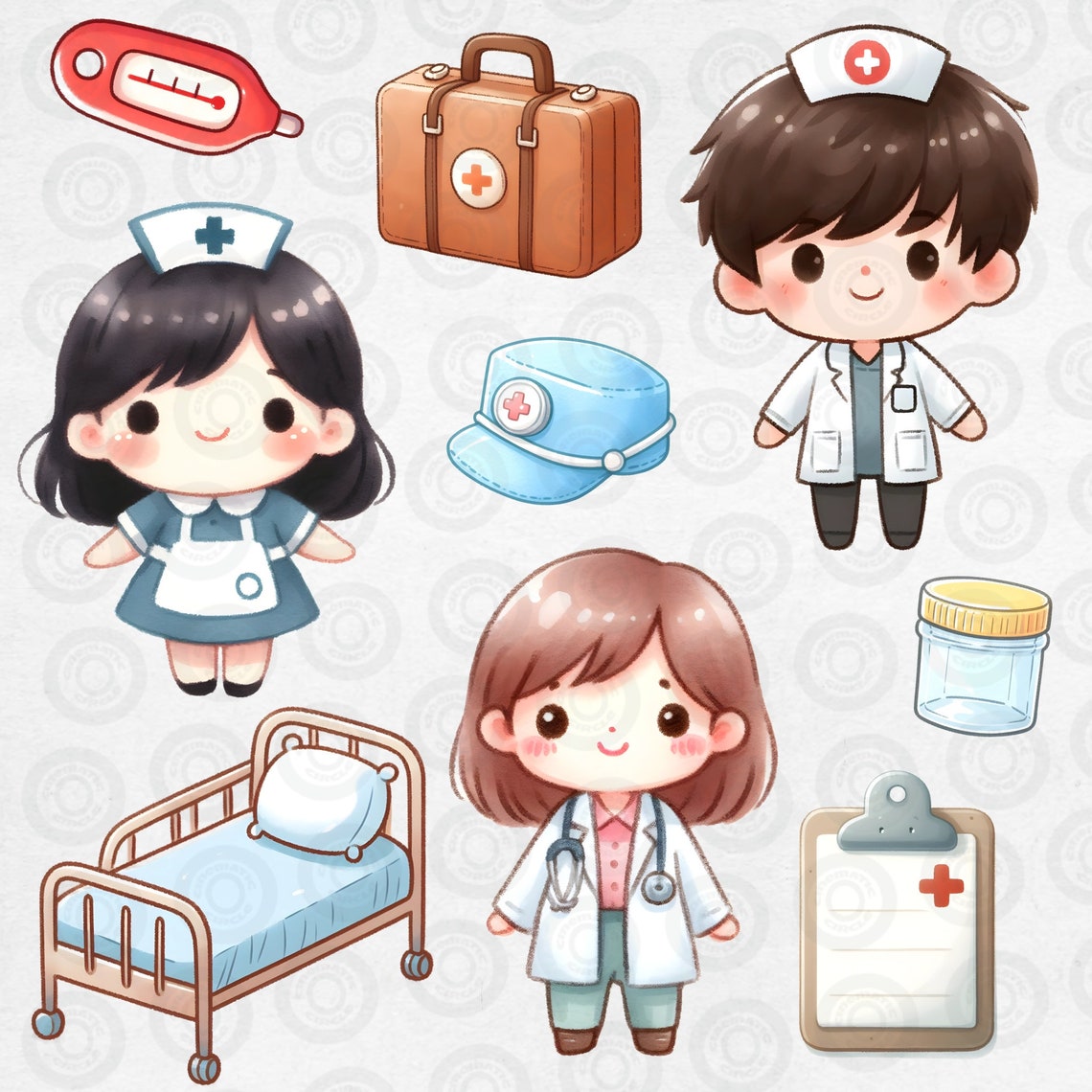 Doctor's Visit Clipart Bundle, Hospital PNG Set, Medical Clipart ...