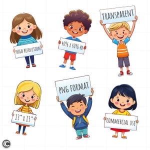 Various Kids Clipart Bundle, School Kids PNG, Little Cartoon Kids ...