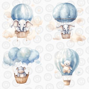 Cute Animals Clipart, Watercolor Clipart, Hot Air Balloon Clip Art ...