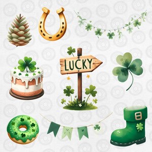 Lucky St Patricks Day Clipart Set, Cute St Patty's Day PNG, Shamrock ...