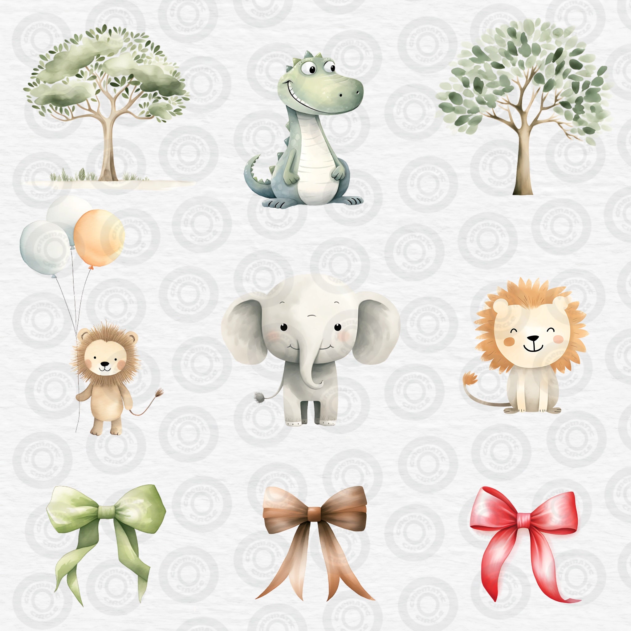 Cute Safari Clipart Bundle, Watercolor Safari Tour, Elephant, Hippo ...