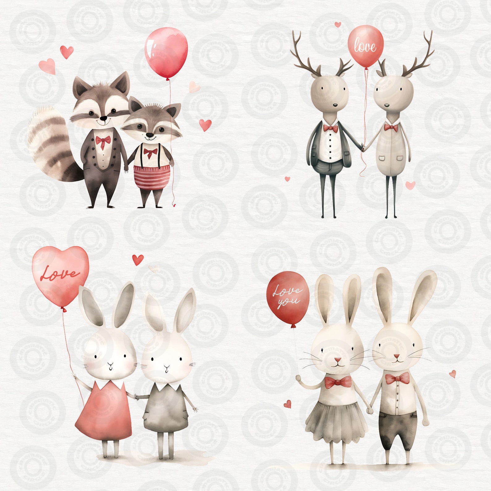 Valentine Animal Couple Clipart Bundle, Romantic Valentine's Day ...