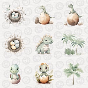 Cute Dinosaurs Clipart Bundle, Watercolor Dinosaur PNG, Baby Nursery ...