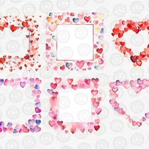 Heart Frames Clipart Bundle, Watercolor Valentine's Day Borders ...