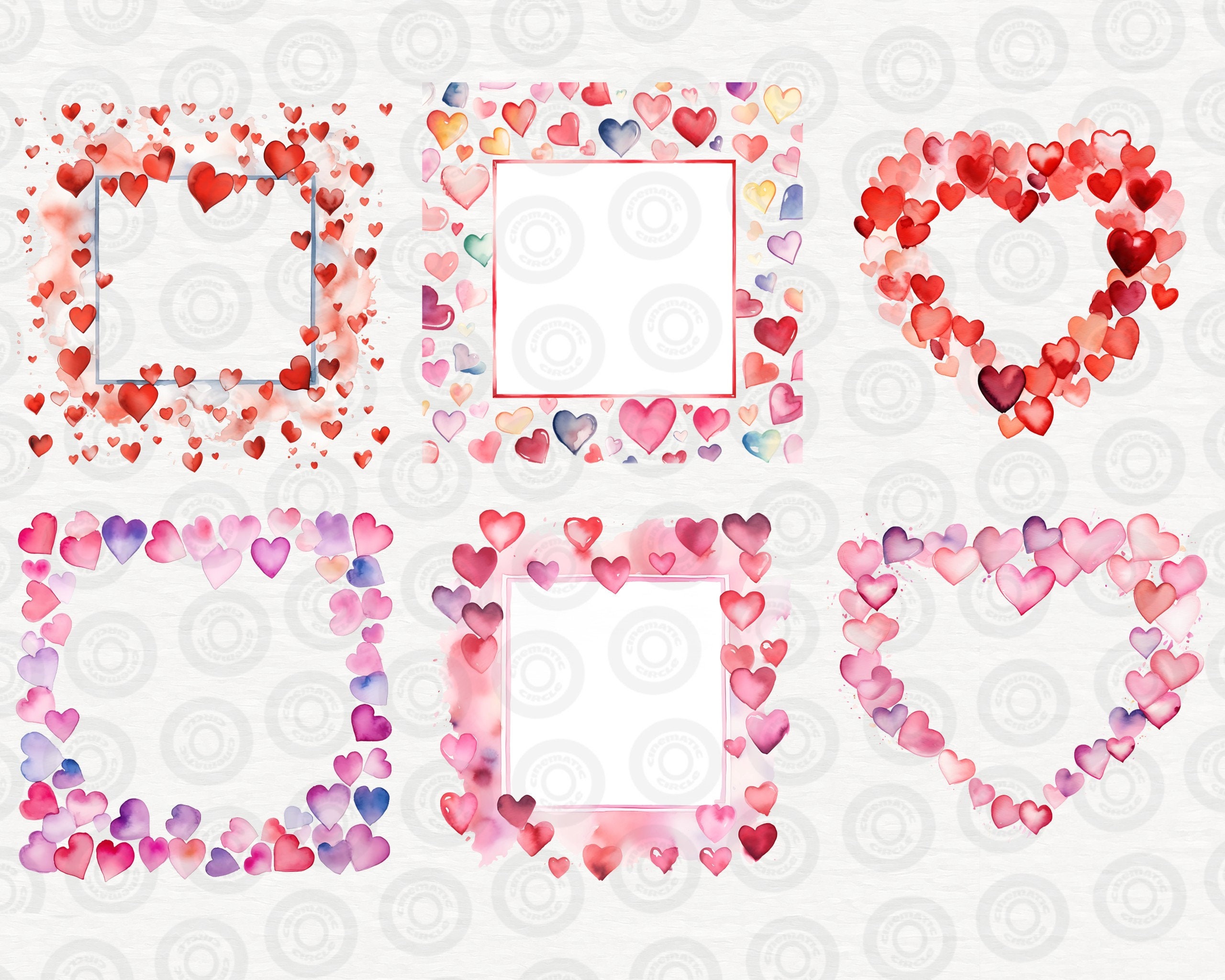 Heart Frames Clipart Bundle, Watercolor Valentine's Day Borders ...