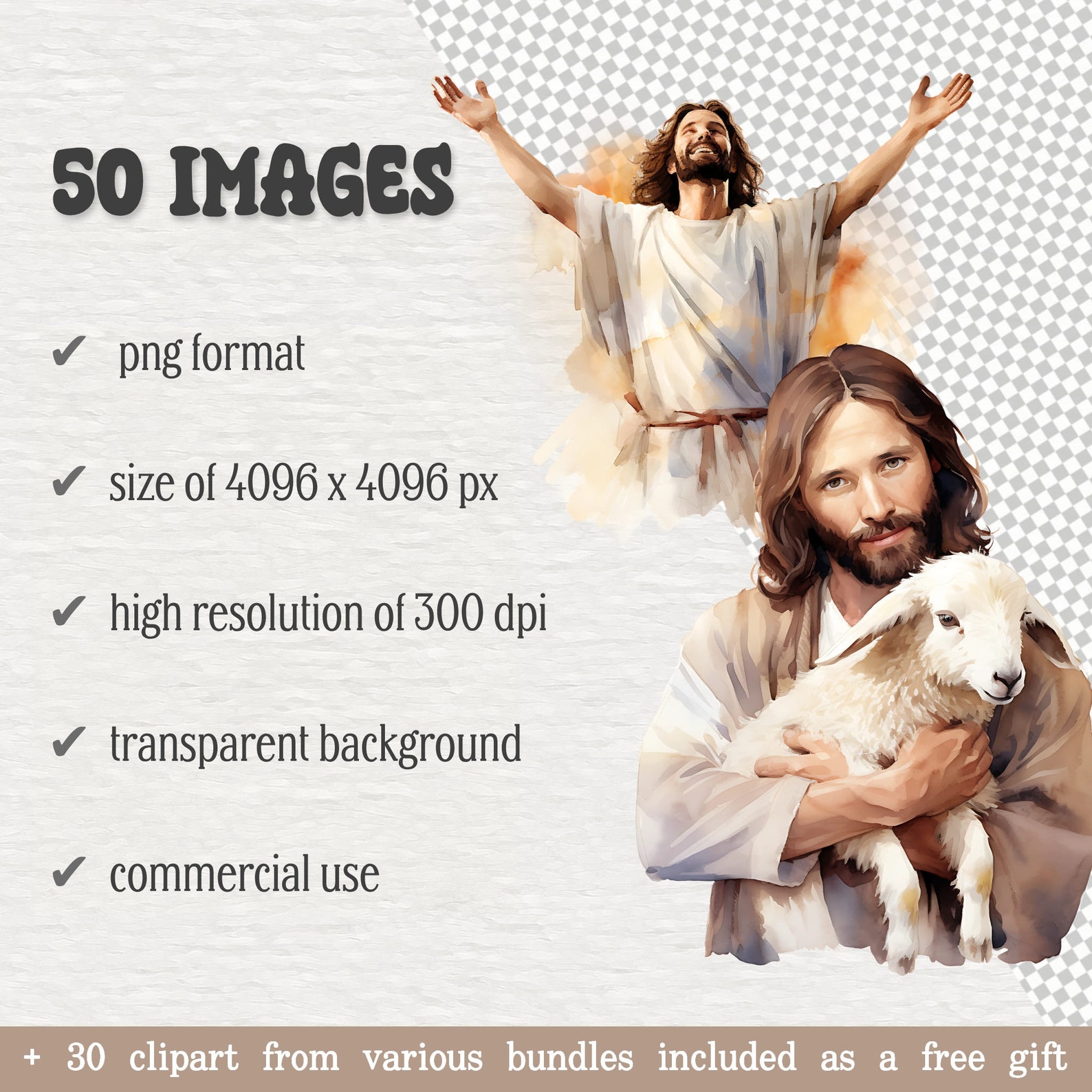 Jesus Clipart Bundle, Jesus With Kids, Watercolor Religious Graphics ...