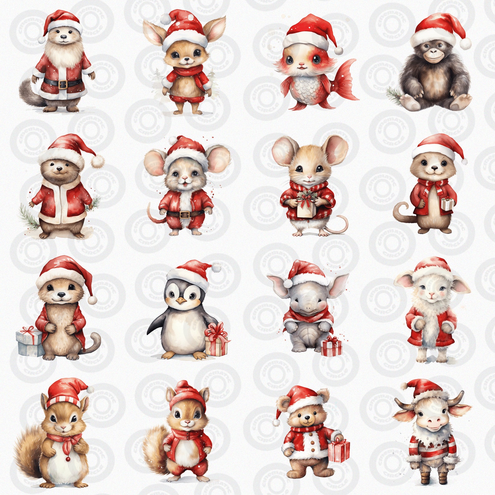 Christmas Baby Animals Clipart, Christmas Gift Clipart, Winter Clipart ...