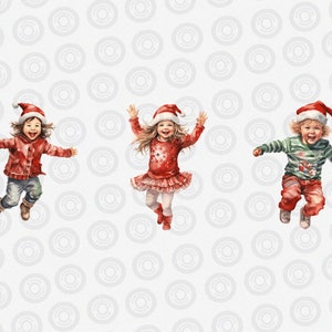 Kids Clipart, Cute Children Jumping With Joy, Christmas Children ...