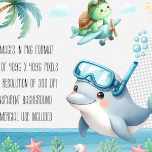 Sunny Beach Day Clipart Bundle, Watercolor Summer, Cute Undersea ...