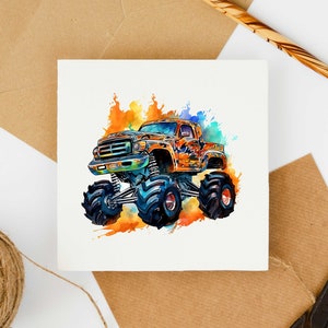 Watercolor Monster Truck Clipart Bundle, Extreme Vehicle, American ...