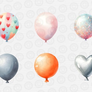 Colorful Balloons Clipart Bundle, Heart Balloon PNG, Glitter Balloon ...