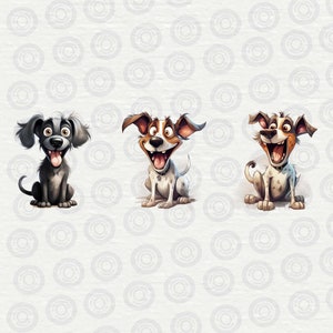 Funny and Crazy Dog Clipart Bundle, Dogs PNG, Watercolor Puppy Graphics ...