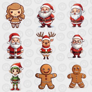 Christmas Clipart Bundle, Cartoon Bundle, Cute Character, Santa, Cute ...